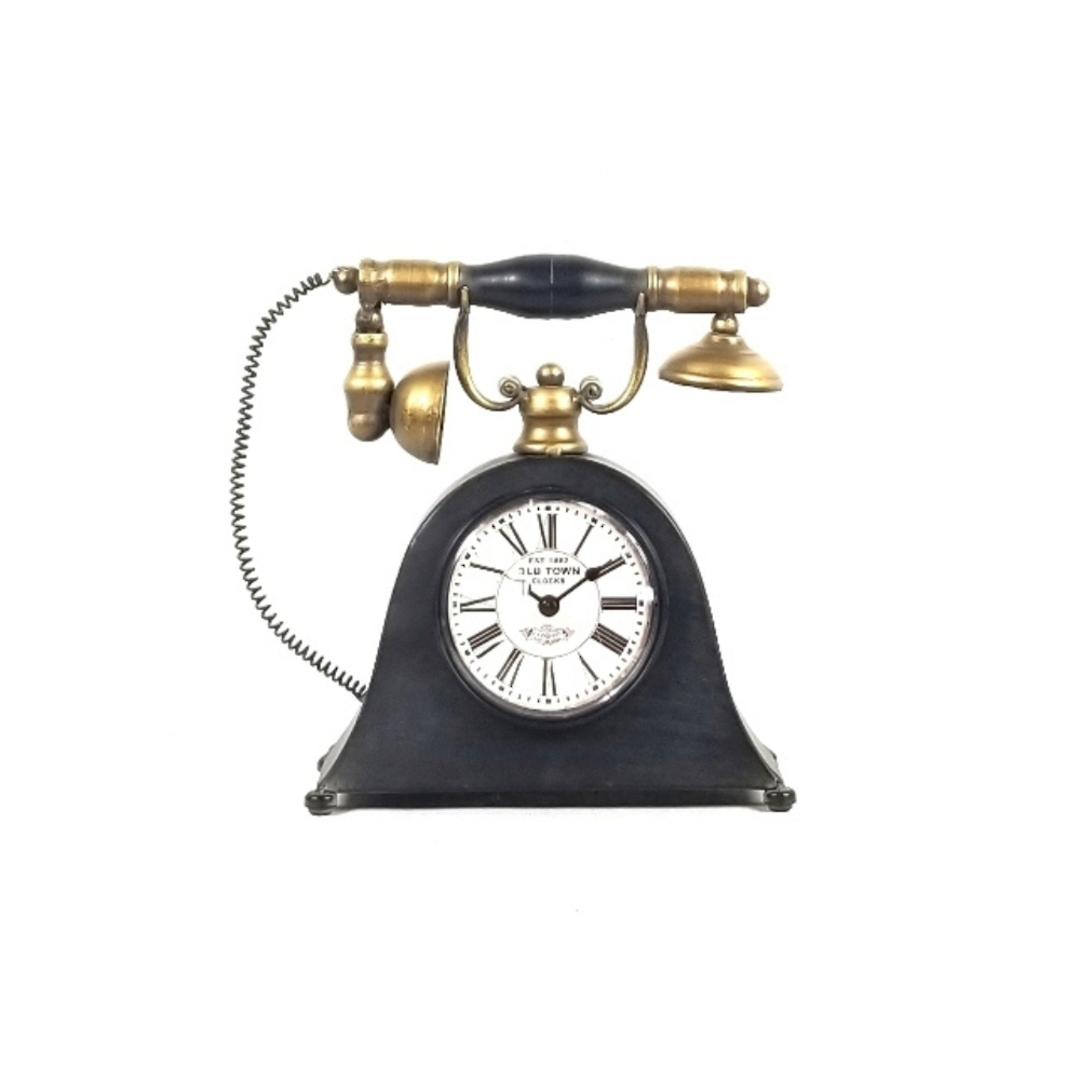 Classic Freestanding Phone Clock Black 26cm | Urbano Interiors