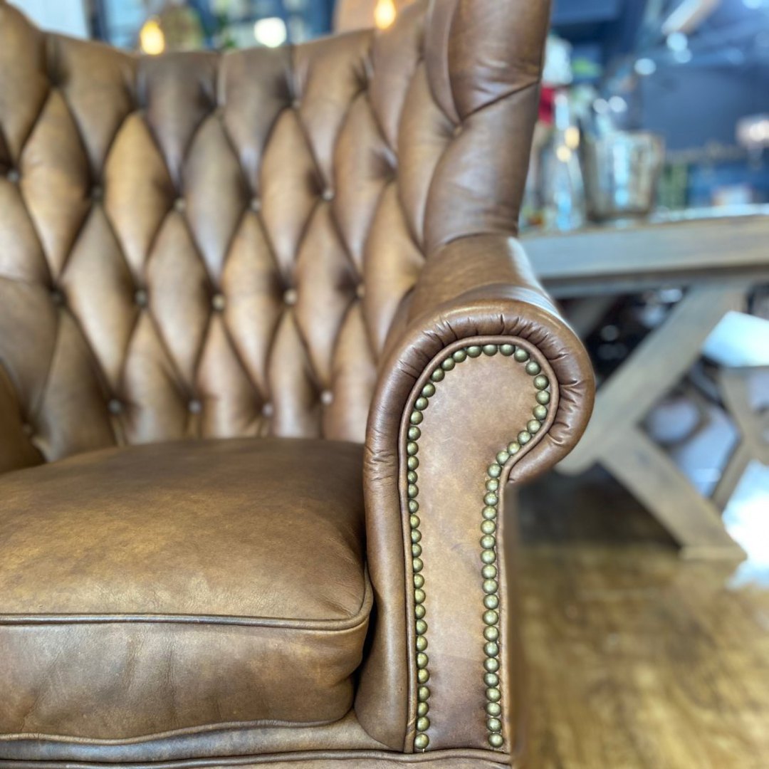 Franklin Leather Office Wing Chair Mocha | Urbano Interiors
