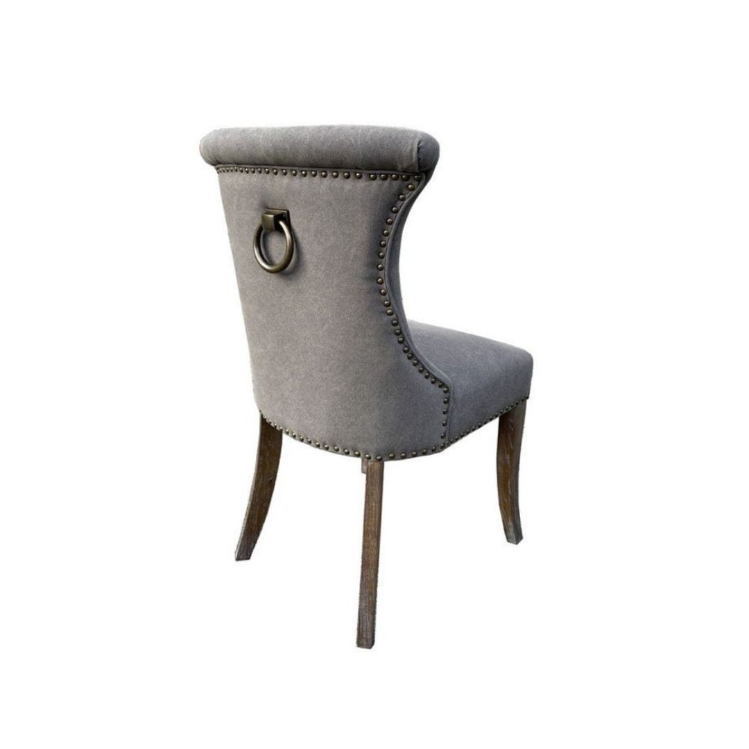 Miami Dining Chair Grey Canvas - Oak | Urbano Interiors