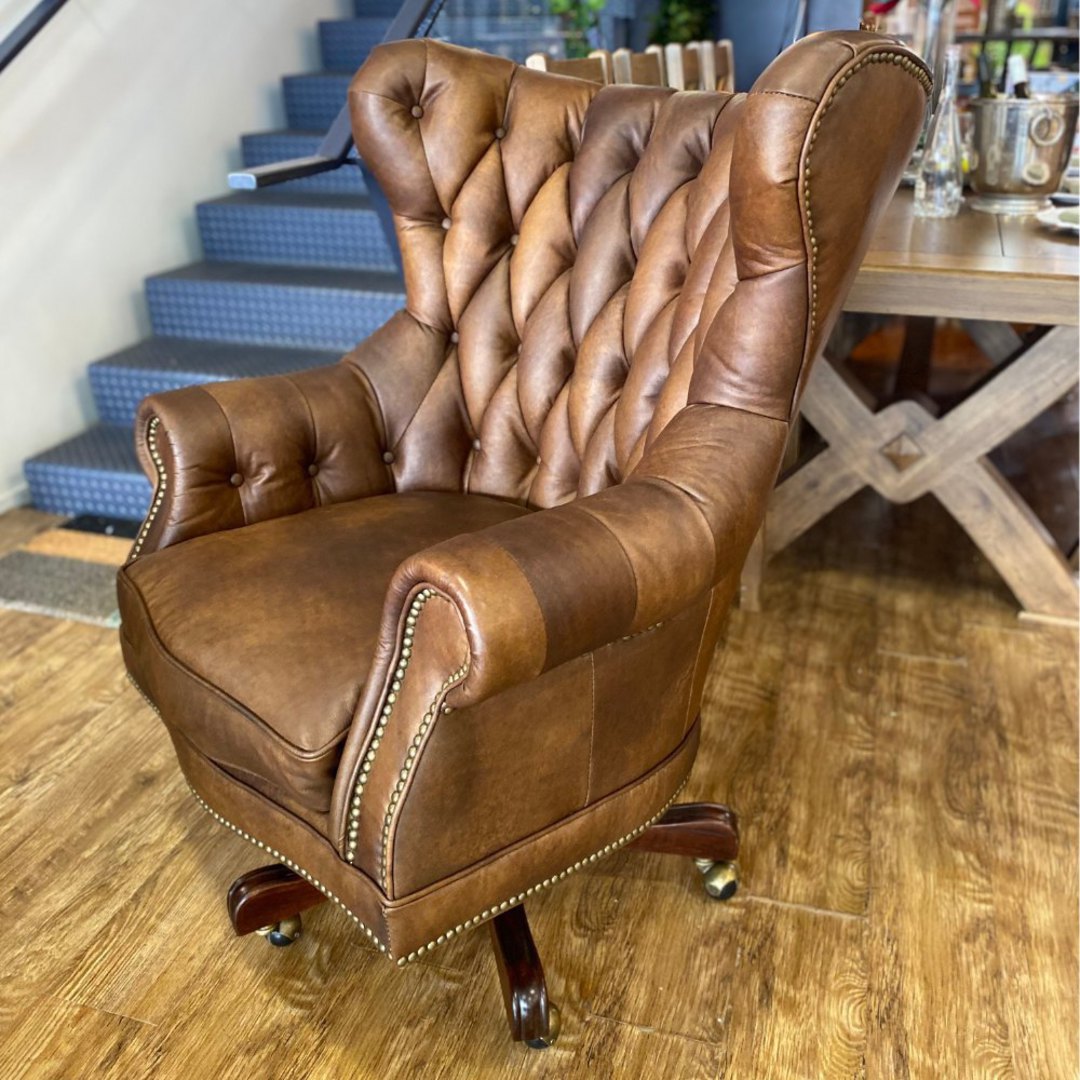 Franklin Leather Office Wing Chair Mocha | Urbano Interiors