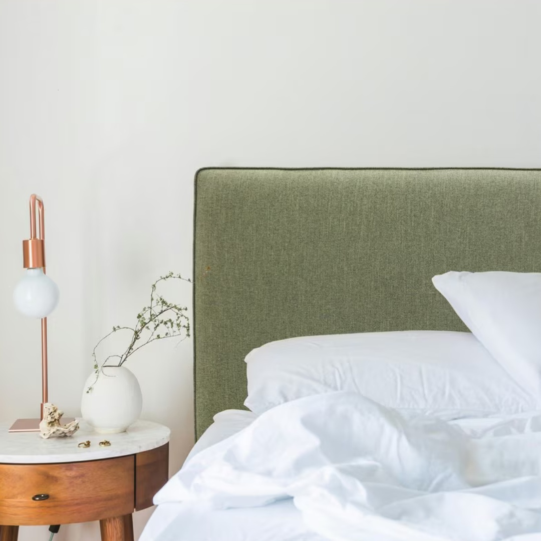 Vogue Fabric Headboard with Piped Edge Olive Green | Urbano Interiors