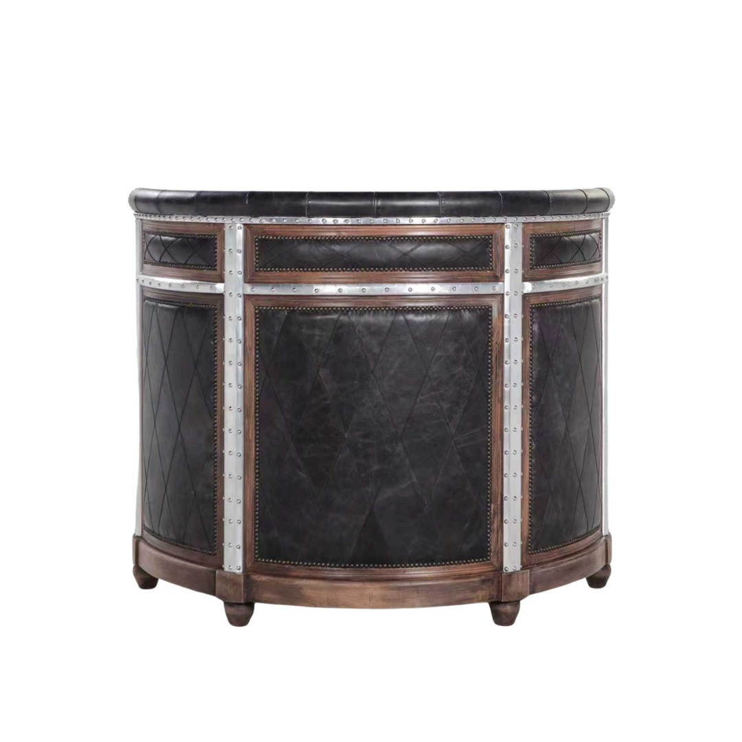 Vintage Leather Bar Counter with Cabinet | Urbano Interiors