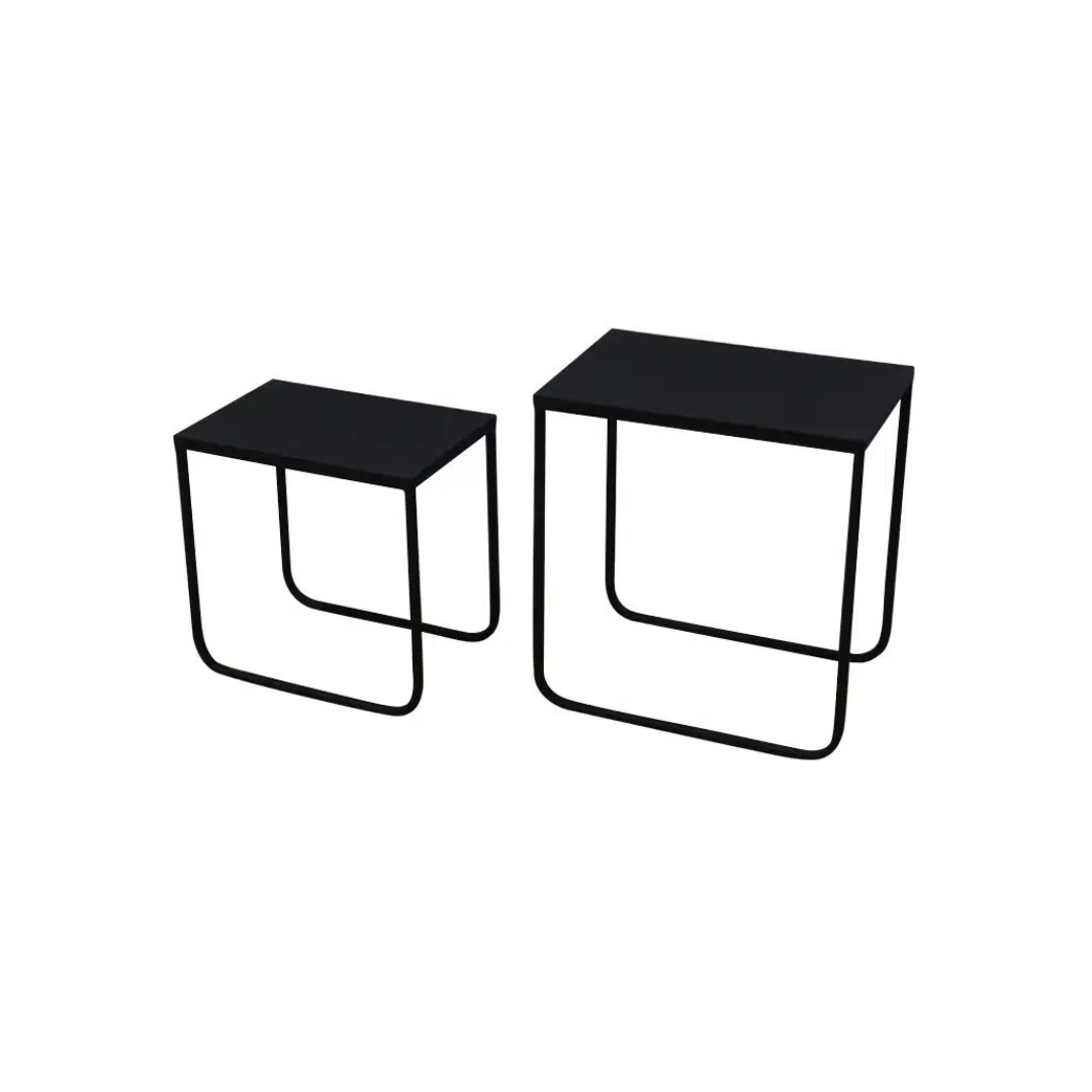 Dallas Rectangle Side Table Nest - Black | Urbano Interiors