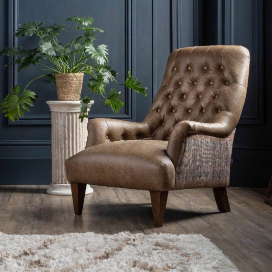 Lomund 2 Seater Standard Back Leather & Fabric Sofa | Urbano Interiors