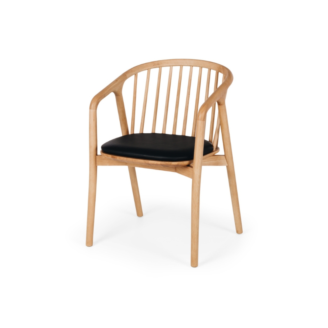 NORD Dining Chair Natural Oak and Black PU Seat | Urbano Interiors