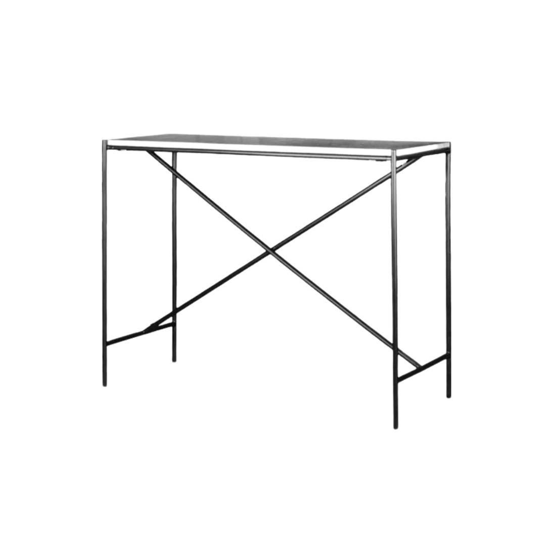 Calypso Cross Bar Iron and Marble Console | Urbano Interiors