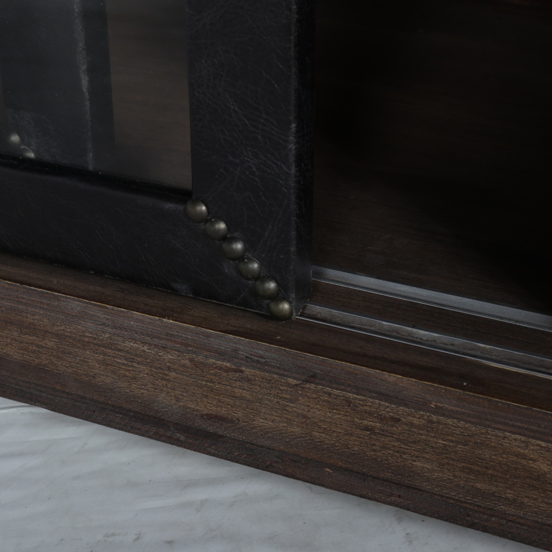 Vintage Leather Bar Counter with Cabinet | Urbano Interiors