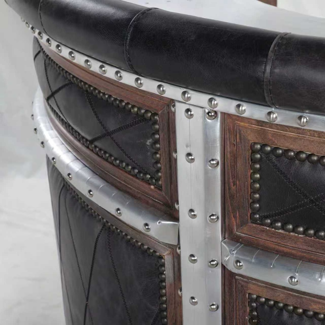 Vintage Leather Bar Counter with Cabinet | Urbano Interiors